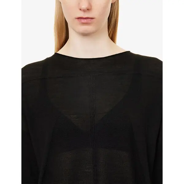 Rick Owens Round Neck Long Sleeve Virgin Wool Jumper