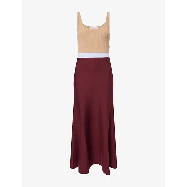 Gabriela Hearst Flaminius Colour-blocked Wool And Silk-blend Maxi Dress - Bordeaux/multi