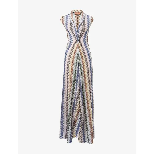 Missoni V-neck Cap-sleeve Woven Maxi Dress