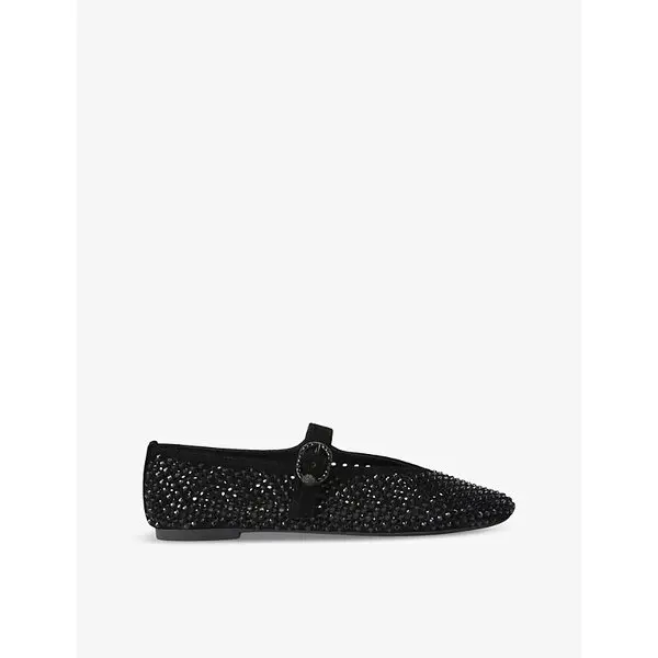 Kurt Geiger Mayfair Crystal-embellished Suede Ballet Flats - Black