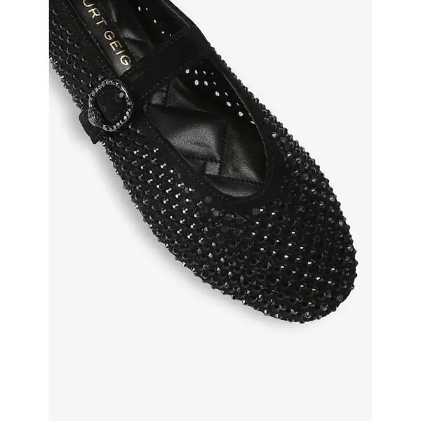 Kurt Geiger Mayfair Crystal-embellished Suede Ballet Flats - Black