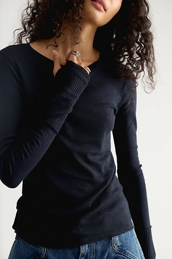 We The Free Tinsley Long Sleeve Top - Black