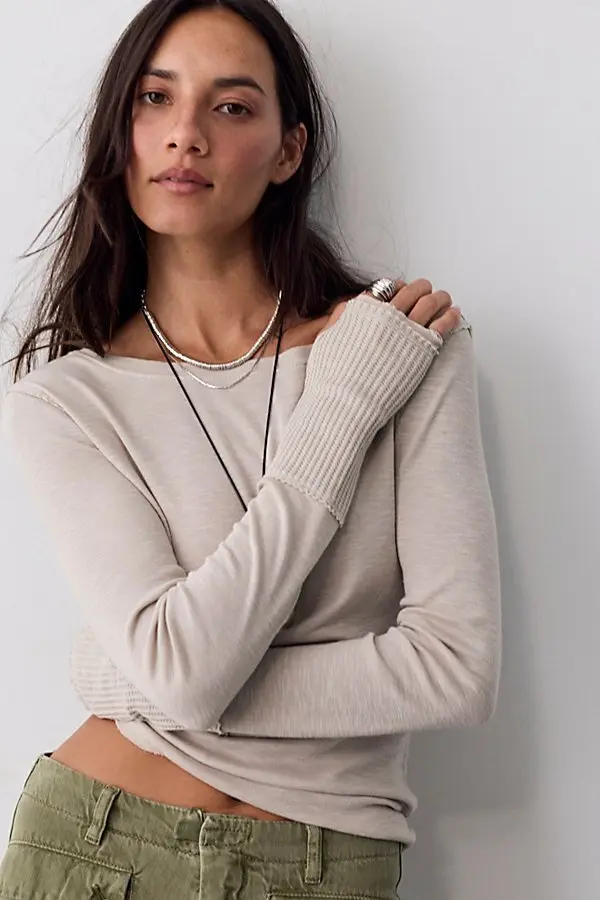 We The Free Tinsley Long Sleeve Top - Chateau Grey