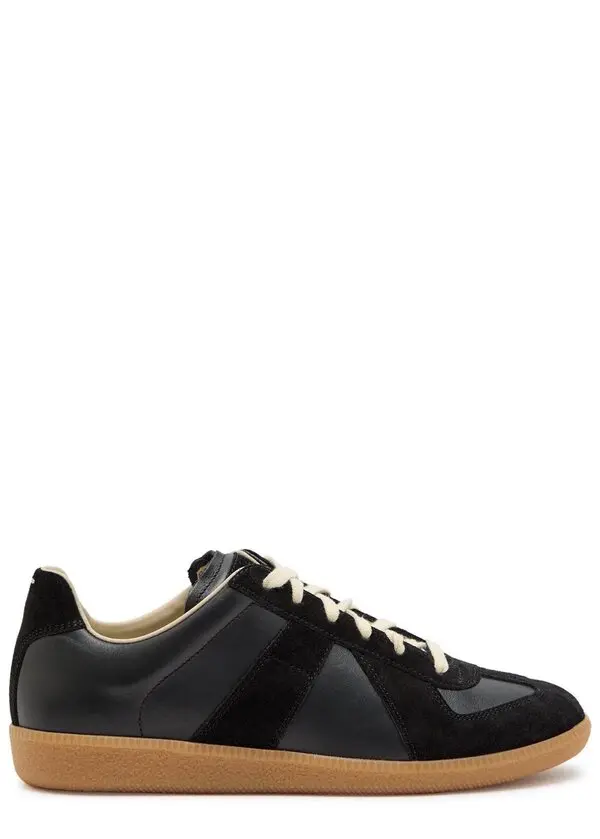 MAISON MARGIELA Replica Panelled Leather Sneakers - Black
