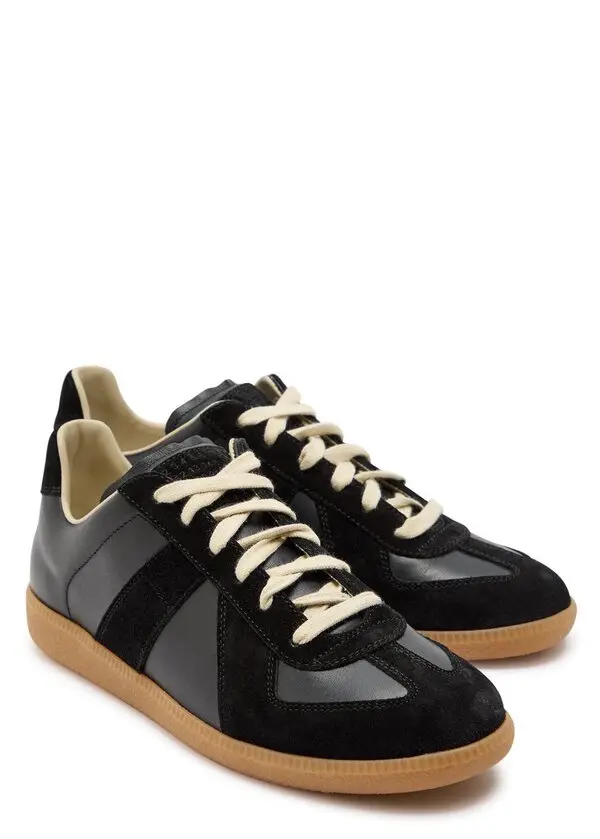 MAISON MARGIELA Replica Panelled Leather Sneakers - Black
