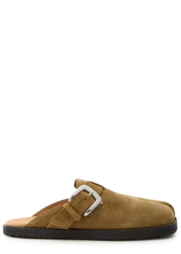MAISON MARGIELA Tabi Buckle Suede Mules - Camel