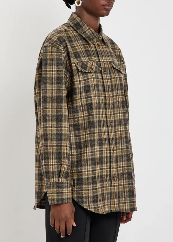 RÓHE Checked Wool-blend Overshirt