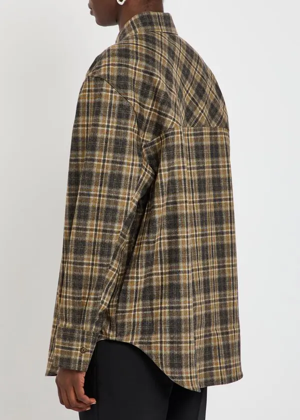 RÓHE Checked Wool-blend Overshirt