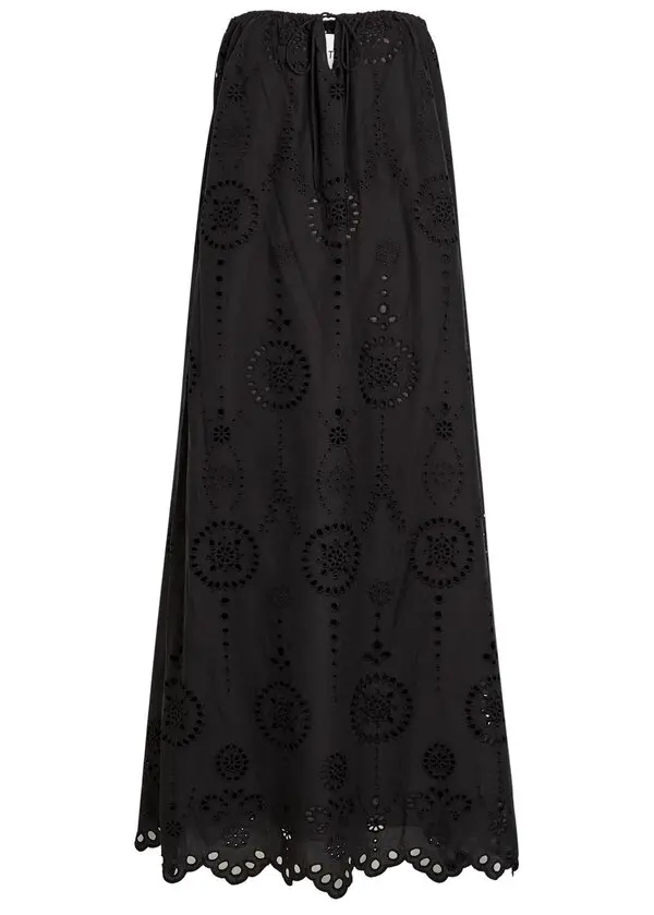 Matteau Broderie Anglaise Cotton Midi Dress - Black