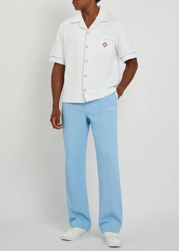 Casablanca Logo-embroidered Piqué Woven Track Pants - Light Blue