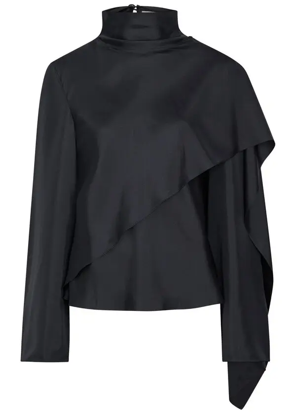 RÓHE Draped Asymmetric Silk Top