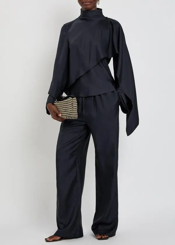 RÓHE Draped Asymmetric Silk Top