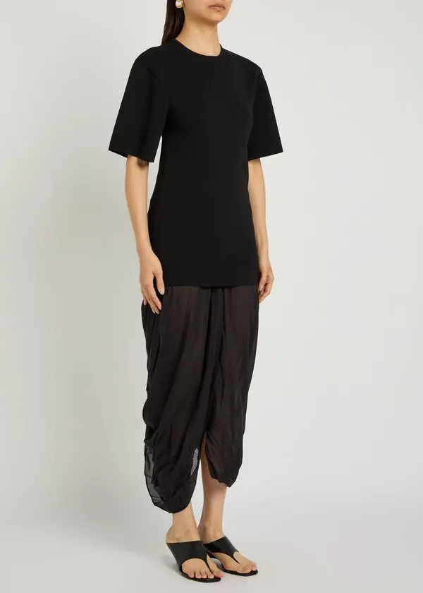 TOTEME Layered Cocoon-skirt Knit Midi Dress - Black