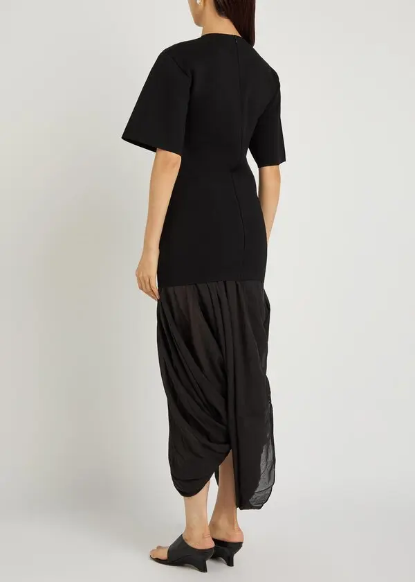 TOTEME Layered Cocoon-skirt Knit Midi Dress - Black