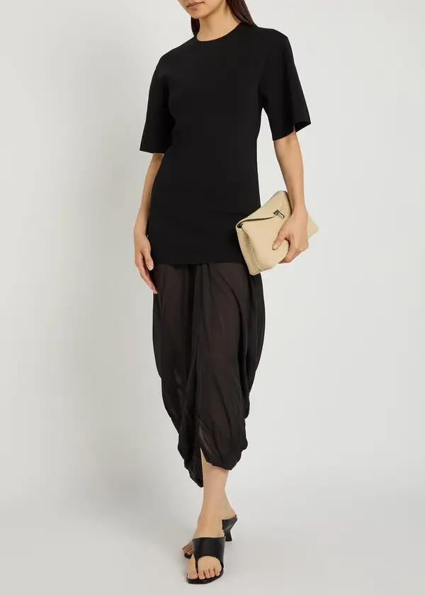 TOTEME Layered Cocoon-skirt Knit Midi Dress - Black