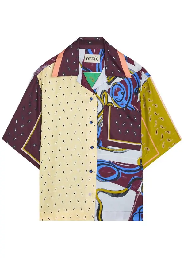 OTZIO Cecilia Printed Silk Shirt - Blue
