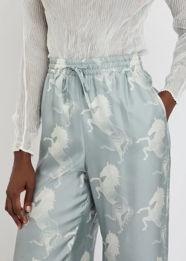 Stella McCartney Printed Wide-leg Silk Trousers