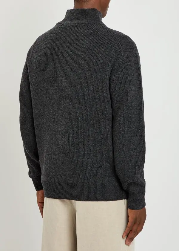 JW Anderson Ribbed Half-zip Wool And Cotton-blend Jumper