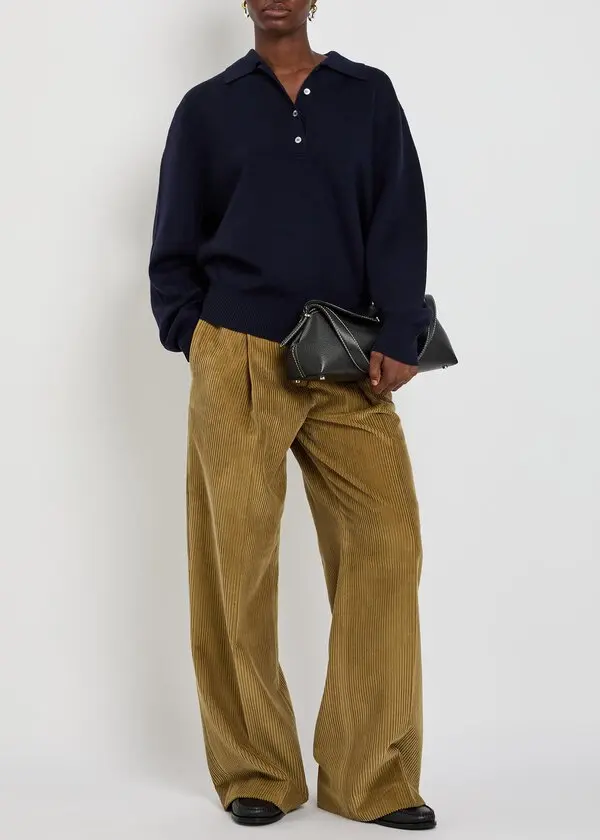 RÓHE Wide-leg Corduroy Trousers - Beige