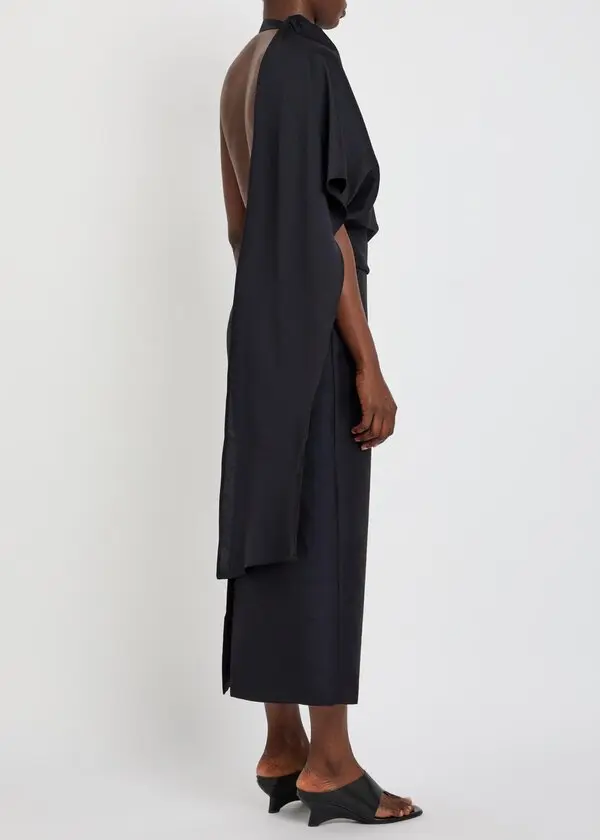 RÓHE Draped Woven Midi Dress