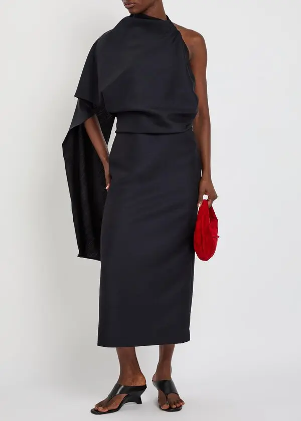 RÓHE Draped Woven Midi Dress