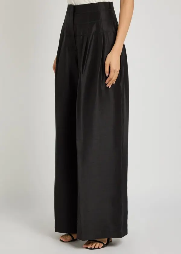 HEIRLOME Condesa Pleated Wide-leg Silk Trousers