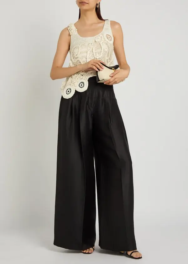 HEIRLOME Condesa Pleated Wide-leg Silk Trousers
