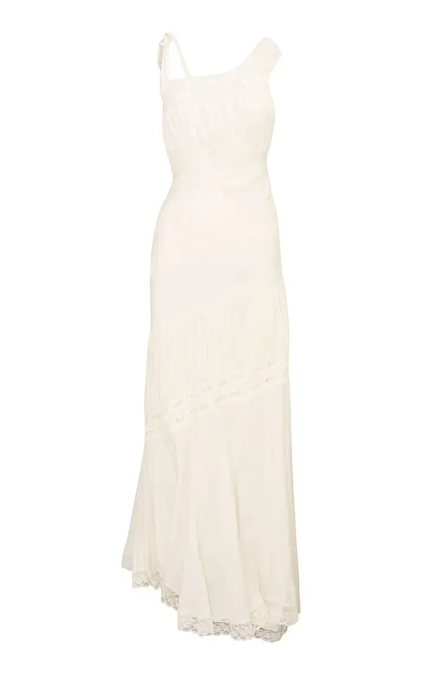 LoveShackFancy Andresy Habotai Silk Dress - White