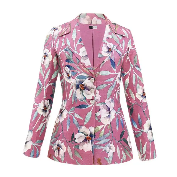 RICHA SHARMA Single Breasted Blazer In Floral Print - Pink