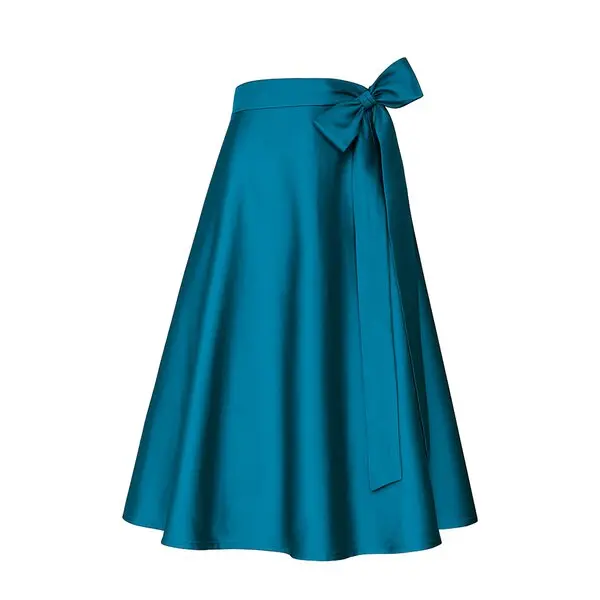RICHA SHARMA Teal Hued Wrap Around Silk Skirt - Green