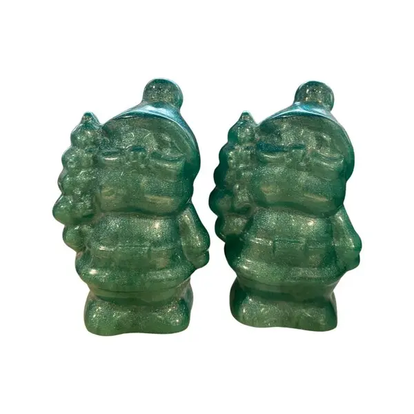 BY SHAX Sparkly Santa Figurine Pair