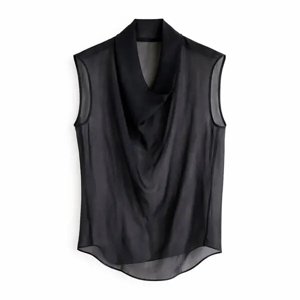 MUTE BY JL Sheering Drape Front Top