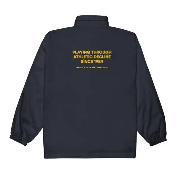 ANCHOR & CREW Navy Athletic Decline Sports Club League Embroidered Windbreaker Coat - Blue