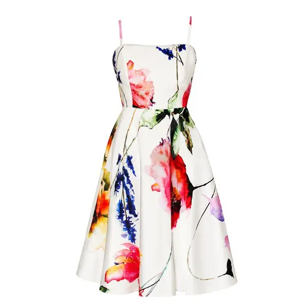 RICHA SHARMA White / Orange Handcrafted Floral Midi Dress Sustainable Luxury A-line Dress - White/orange