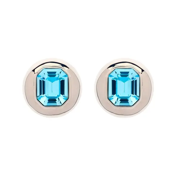 EMMA HOLLAND JEWELLERY Aqua & Platinum Statet Disc Clip Earrings - Blue
