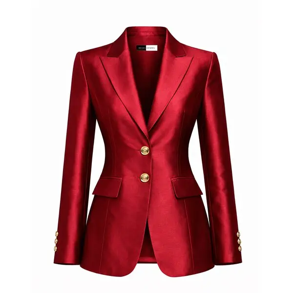 RICHA SHARMA Handcrafted Pure Silk Blazer In Deep Valentines Collection Luxury Tailoring