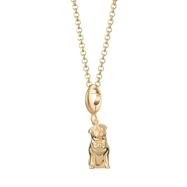 LILY CHARMED Plated Pug Charm Necklace - Gold