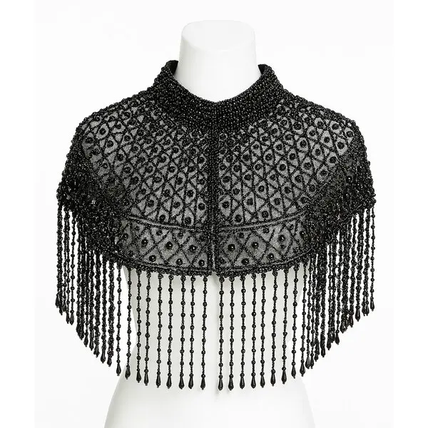 RICHA SHARMA Handmade Beaded Cape Shawl With Pearl Fringe