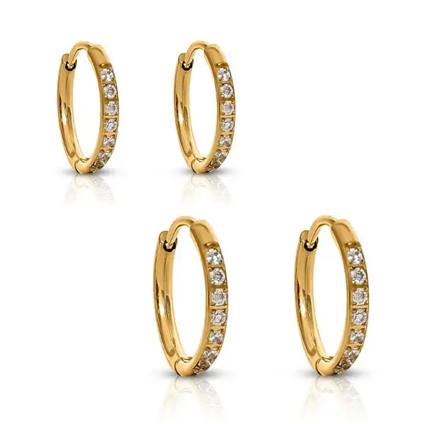 EVER JEWELLERY Transition Sleeper Huggie Hoops Earrings Bundle Set - Gold
