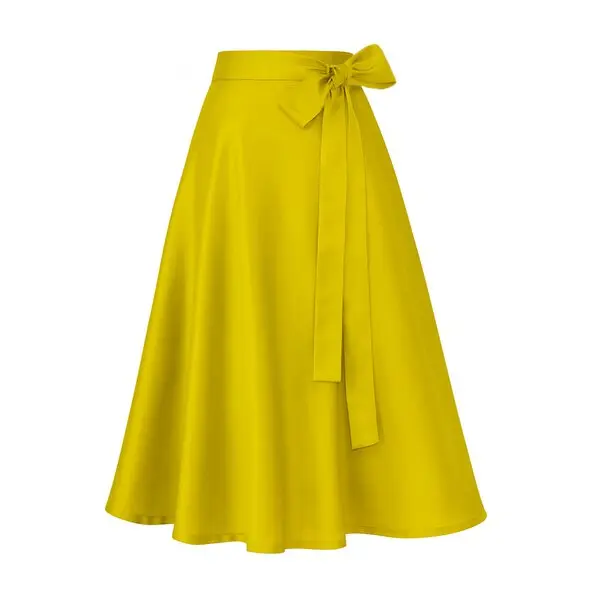 RICHA SHARMA Wrap Around Midi Skirt In Raw Lime Hues - Green
