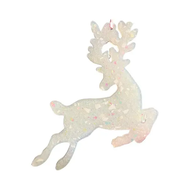 BY SHAX Sparkly Large Reindeer Ornat - White