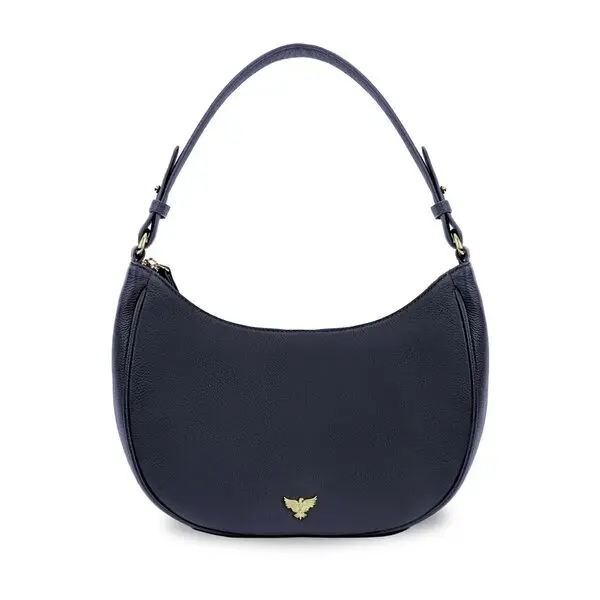APATCHY LONDON The Lucy Navy Leather Bag - Blue