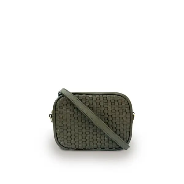 APATCHY LONDON The Penelope Olive Woven Leather Camera Bag - Green