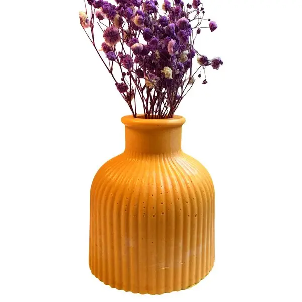 BY SHAX Stripy Oval Vase Peach - Red