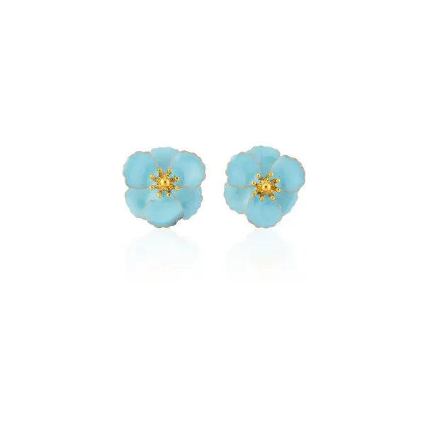 MILOU JEWELRY Turquoise Petite Flower Earrings - Blue