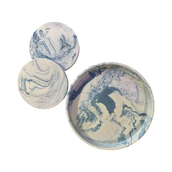 BY SHAX Sunnyside Up Tray With Coasters - Blue