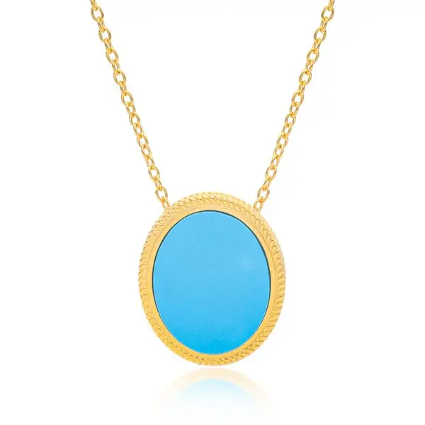 PREETI SANDHU Blue / Gold Ara Woven Turquoise Pendant Chain - Blue/gold