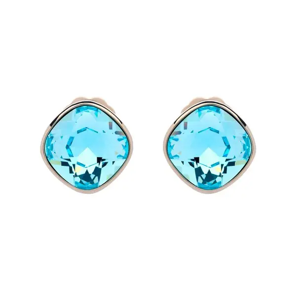 EMMA HOLLAND JEWELLERY Aqua Cushion Crystal Clip Earrings - Blue