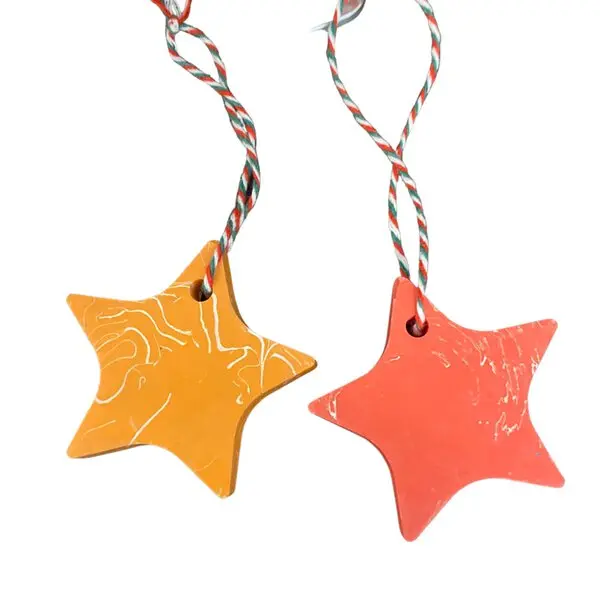 BY SHAX Neutrals Starry Night Christmas Ornats Pair - Red