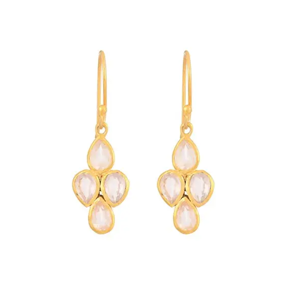 OPIUM JEWELS Gold / White Soul Star Earrings Rainbow Moonstone - Gold/white